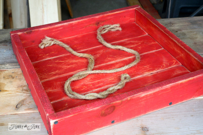 The perfect little red pallet wood trayFunky Junk Interiors