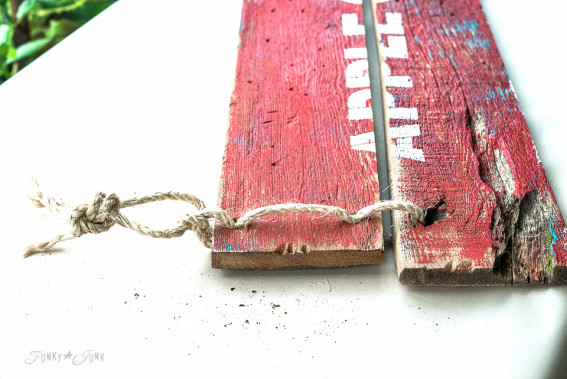 Apple Farm sign with rustic twine detailFunky Junk Interiors