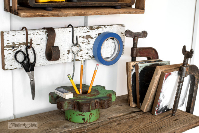 Playing house with a rusty tool themed work station, that works!Funky ...