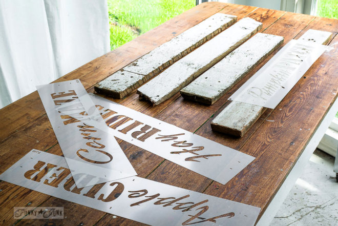 How to stencil rustic fall directional signs with drop shadowsFunky ...