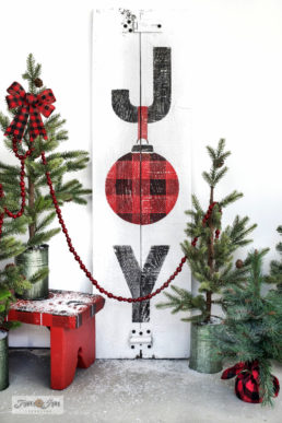 Easy Joy Christmas sign with Buffalo Check Ornament - Funky Junk ...