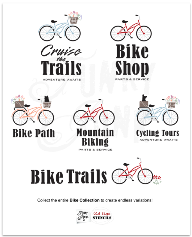 Make this rustic Bike Shop stenciled sign with stencils!Funky Junk ...