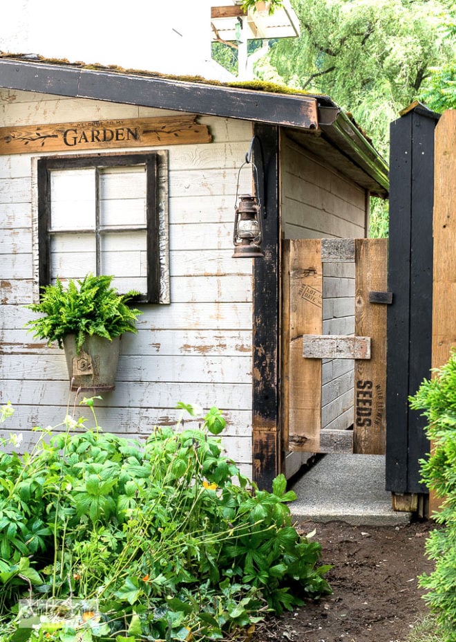 How to build an easy rustic wood garden shed gate - Funky Junk ...