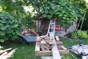 Repairing the rustic garden shed with demo tips - Funky Junk ...