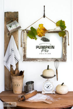 How to stencil on glass with a charming old window Pumpkin Pie sign ...