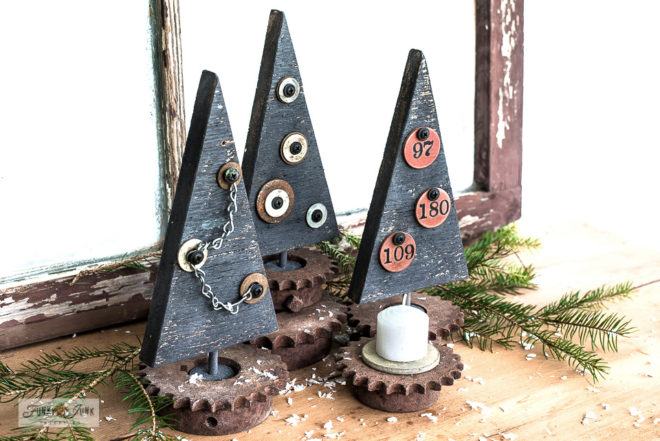 Steampunk Industrial wood Christmas trees! - Funky Junk InteriorsFunky ...
