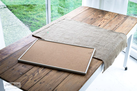 DIY coffee bean bag sign bulletin board - Funky Junk InteriorsFunky ...