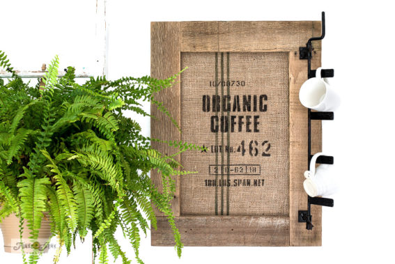 DIY coffee bean bag sign bulletin board - Funky Junk InteriorsFunky ...