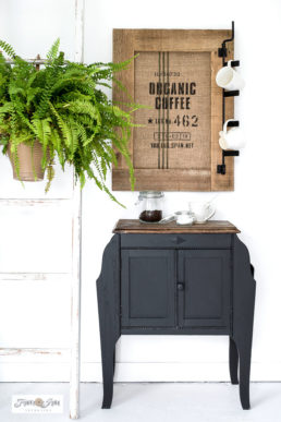 DIY coffee bean bag sign bulletin board - Funky Junk InteriorsFunky ...