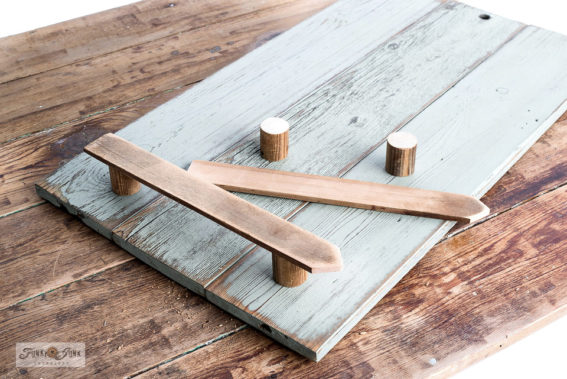 A simple and easy to make rustic garden serving tray with plant label ...