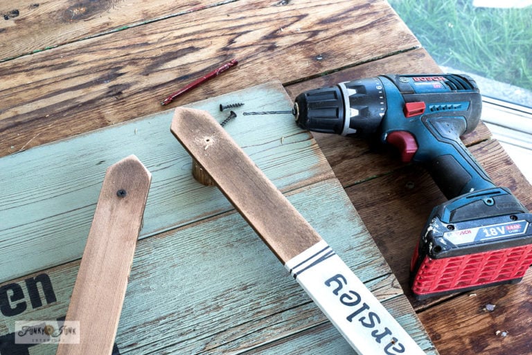 A simple and easy to make rustic garden serving tray with plant label ...