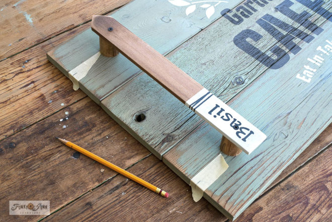 A simple and easy to make rustic garden serving tray with plant label ...
