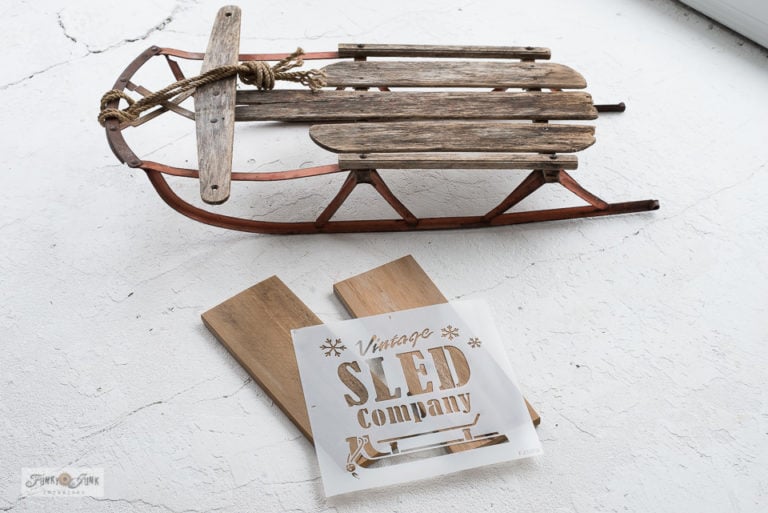 Decorating a vintage sled with a DIY Christmas sign - Funky Junk ...