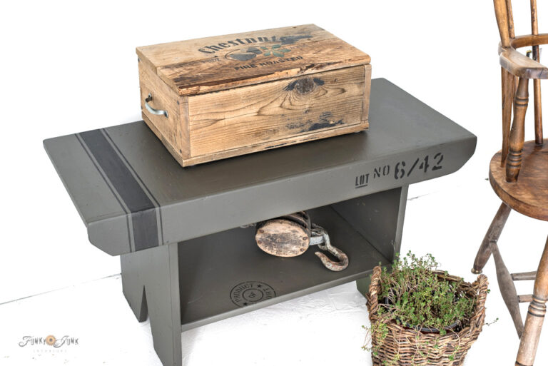 From sitting bench to unique side table with storage - Funky Junk ...