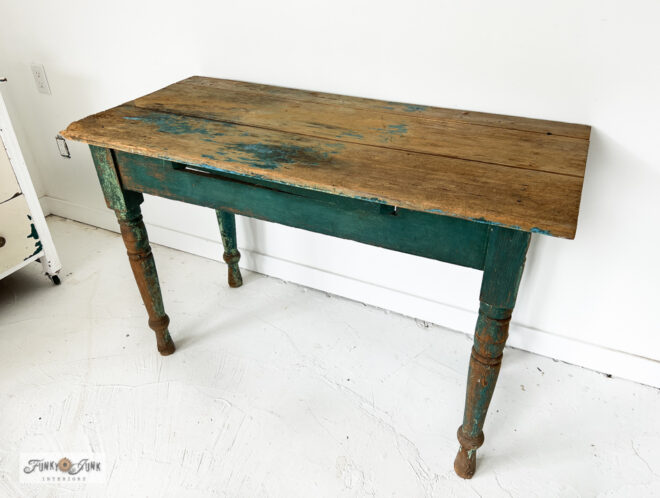 Preserving an antique farmhouse table for a paint studio - Funky Junk ...
