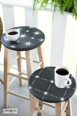 Stenciled wooden bar stools for unique outdoor side tables - Funky Junk ...