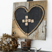 Valentine craft: A rustic wood heart with scrabble word message - Funky ...