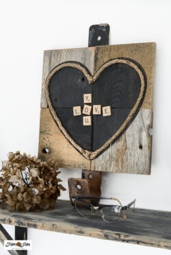 Valentine craft: A rustic wood heart with scrabble word message - Funky ...