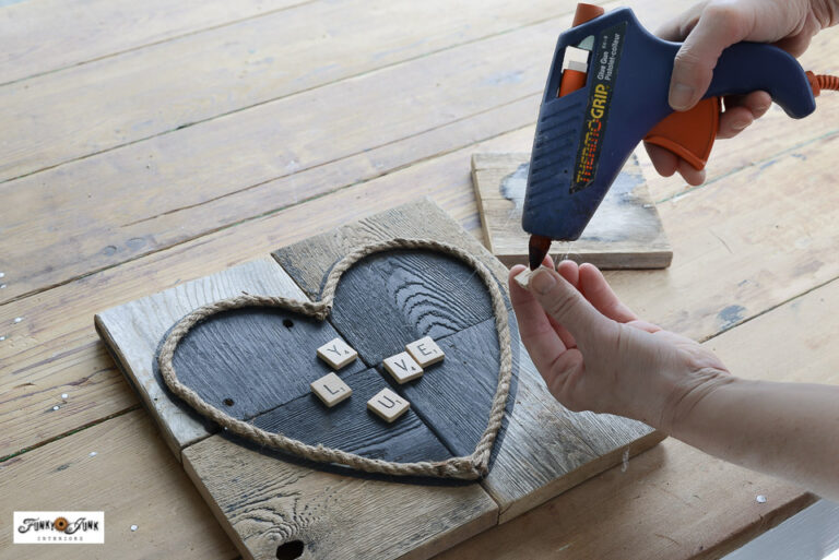 Valentine craft: A rustic wood heart with scrabble word message - Funky ...