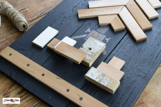 DIY wood chevron Christmas tree with stencils and wood strips - Funky ...