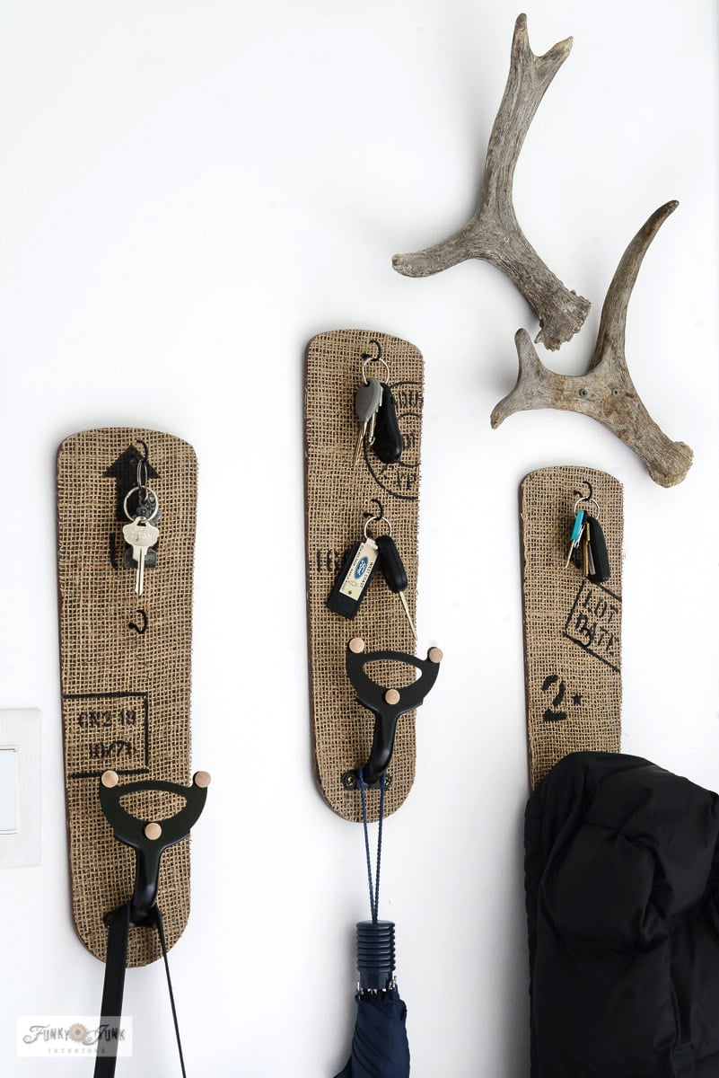Upcycled ceiling fan blade wall mounted coat hooks - Funky Junk ...