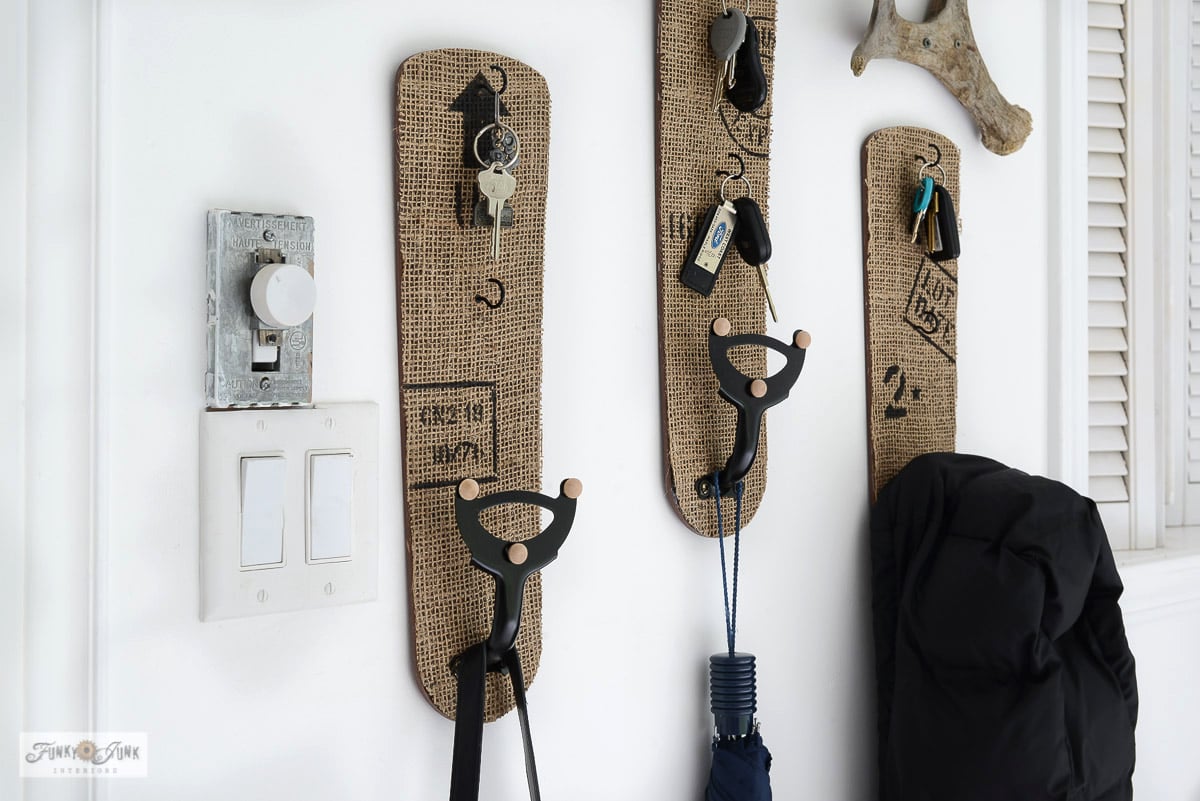 Upcycled ceiling fan blade wall mounted coat hooks - Funky Junk ...
